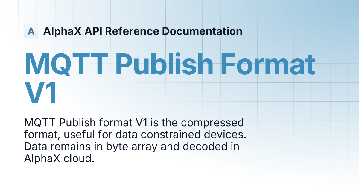 Mqtt Publish Format V1 Alphax Api Reference Documentation